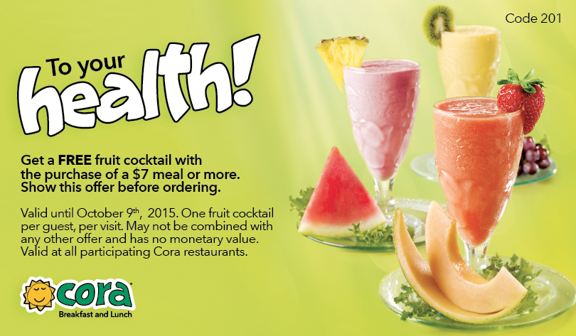 Cora Breakfast and Lunch: Free Fruit Cocktail with $7 Meal Purchase