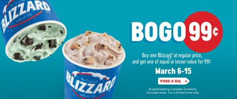 Dairy Queen Canada: Buy 1 Blizzard, Get 1 for $0.99